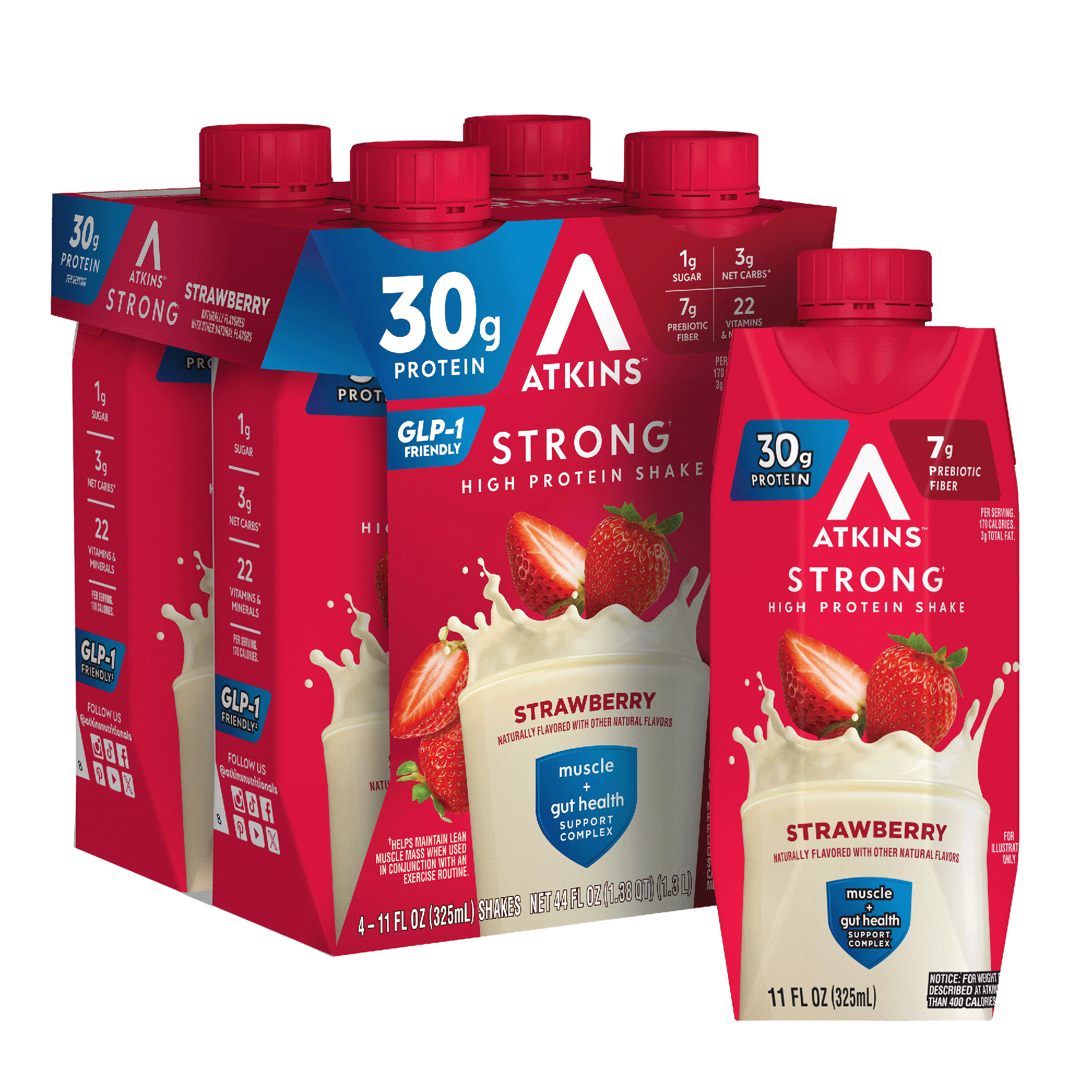 Strawberry 30g Strong Protein Shake – Atkins Online Store