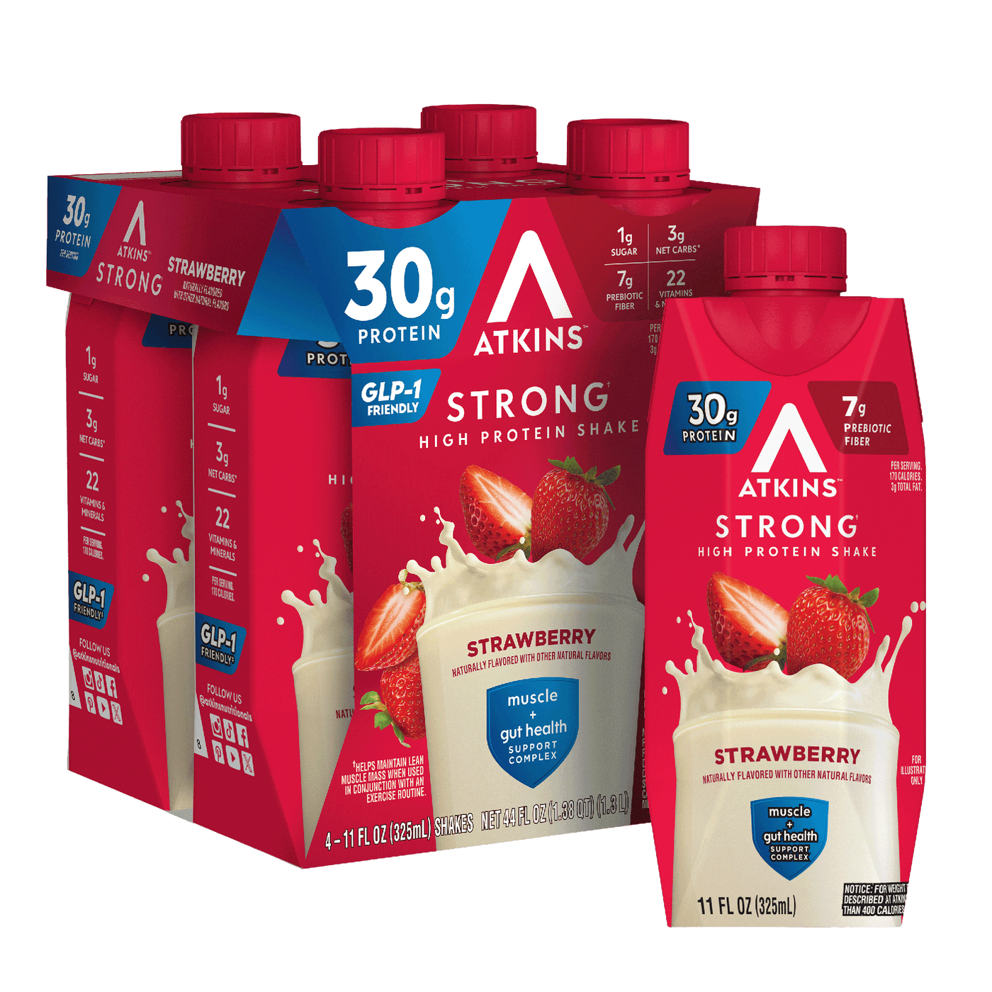 Strawberry 30g Strong Protein Shake – Atkins Online Store