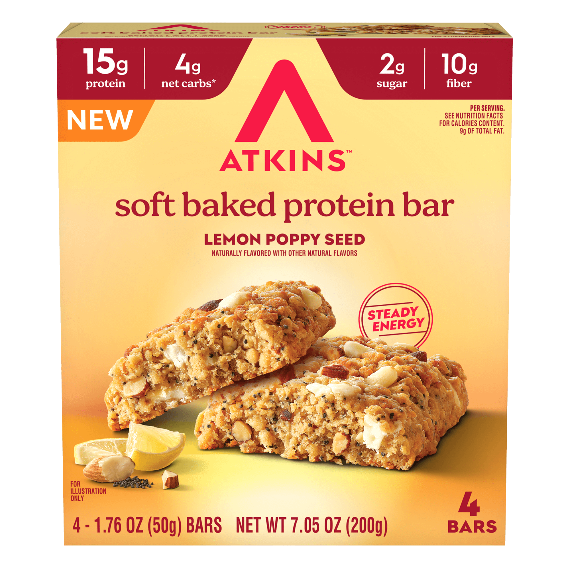 Lemon Poppy Seed Soft Baked Protein Bar – Atkins Online Store